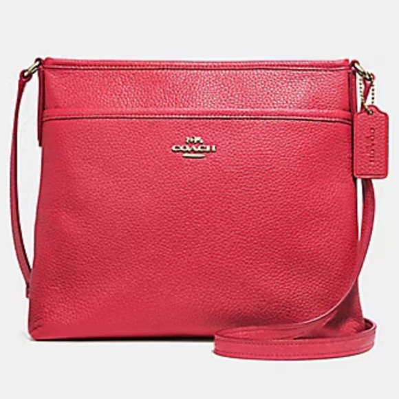 Coach | Bags | Coach File Crossbody Bag In Berry Redpink Pebbled ...